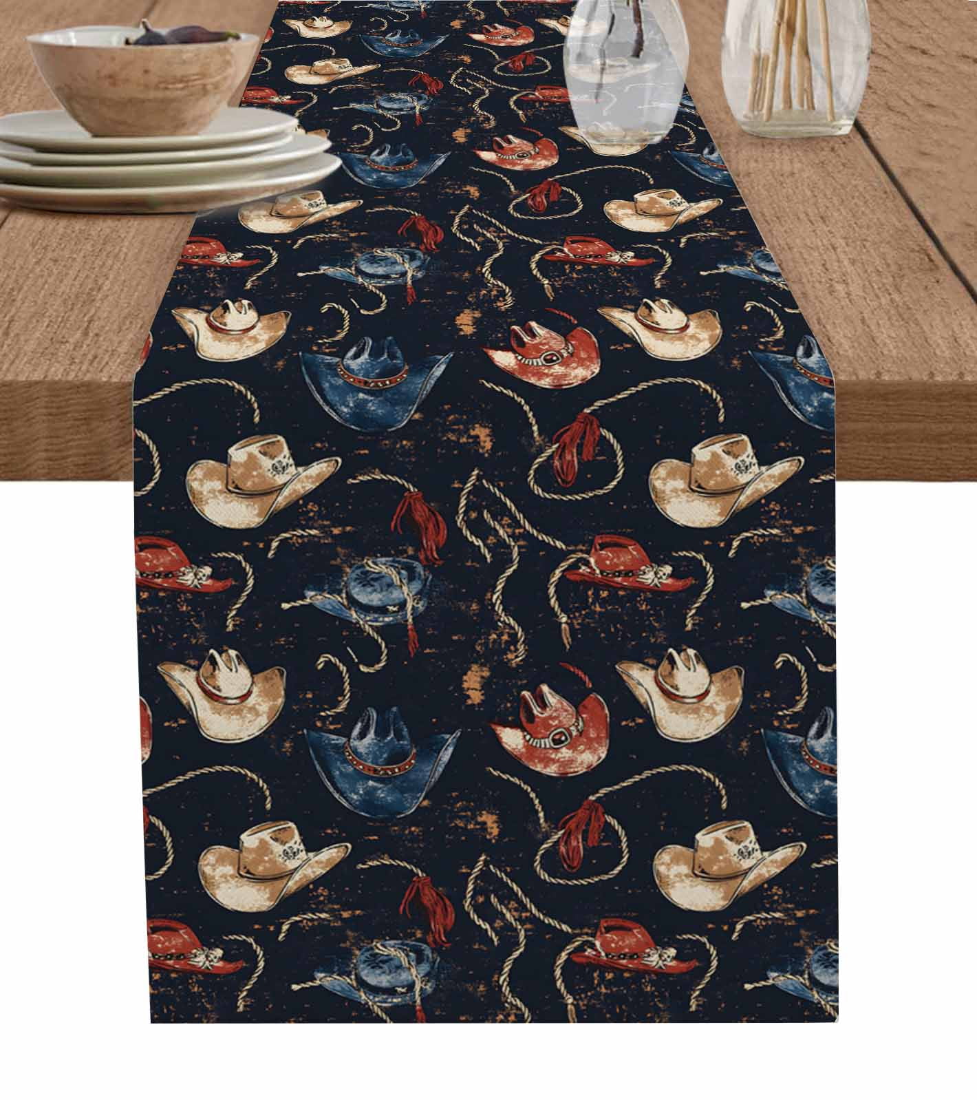Brown Black Red Blue Cowboy Table Runner 36 Inches, Country Western ...