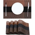 Brown with Black Striped Placemats Set of 4 - Heat Resistant Non-Slip ...