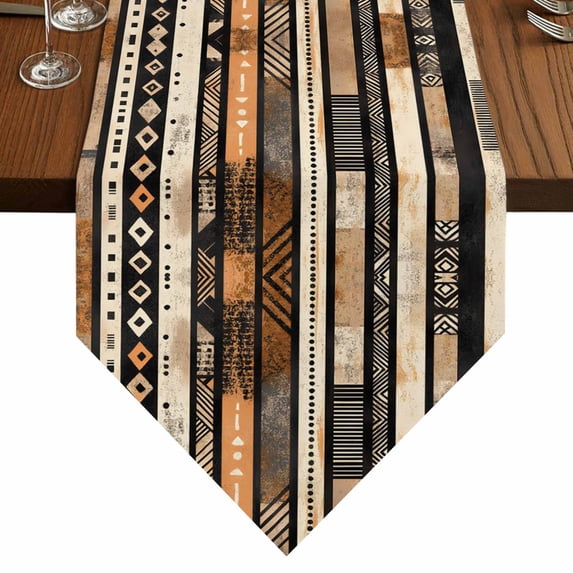 Brown Black Striped Table Runner for Dining Room, Vintage National ...