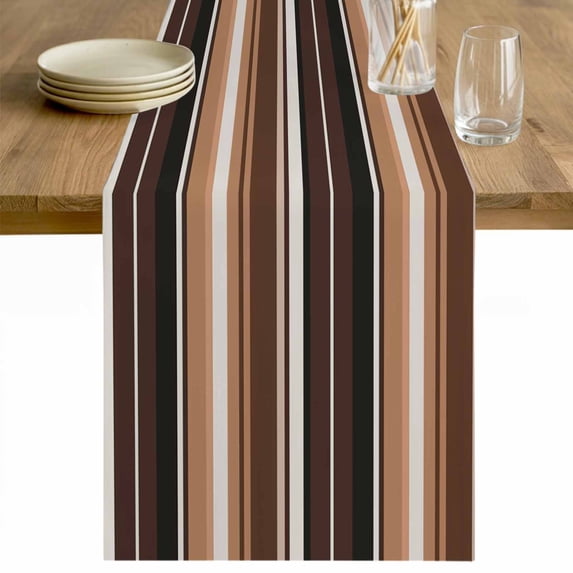 Brown Black Stripes Table Runner 60 Inches Long Farmhouse Dress Scarves ...
