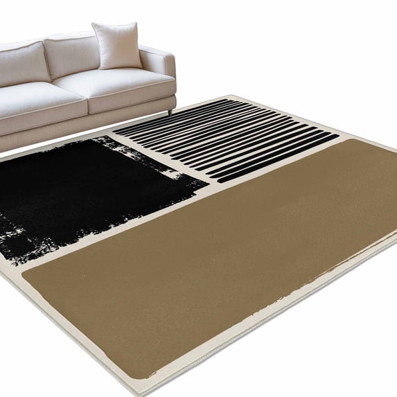 Brown Black Washable Rug 5x8 Area Rug for Living Room Bedroom Non Slip ...