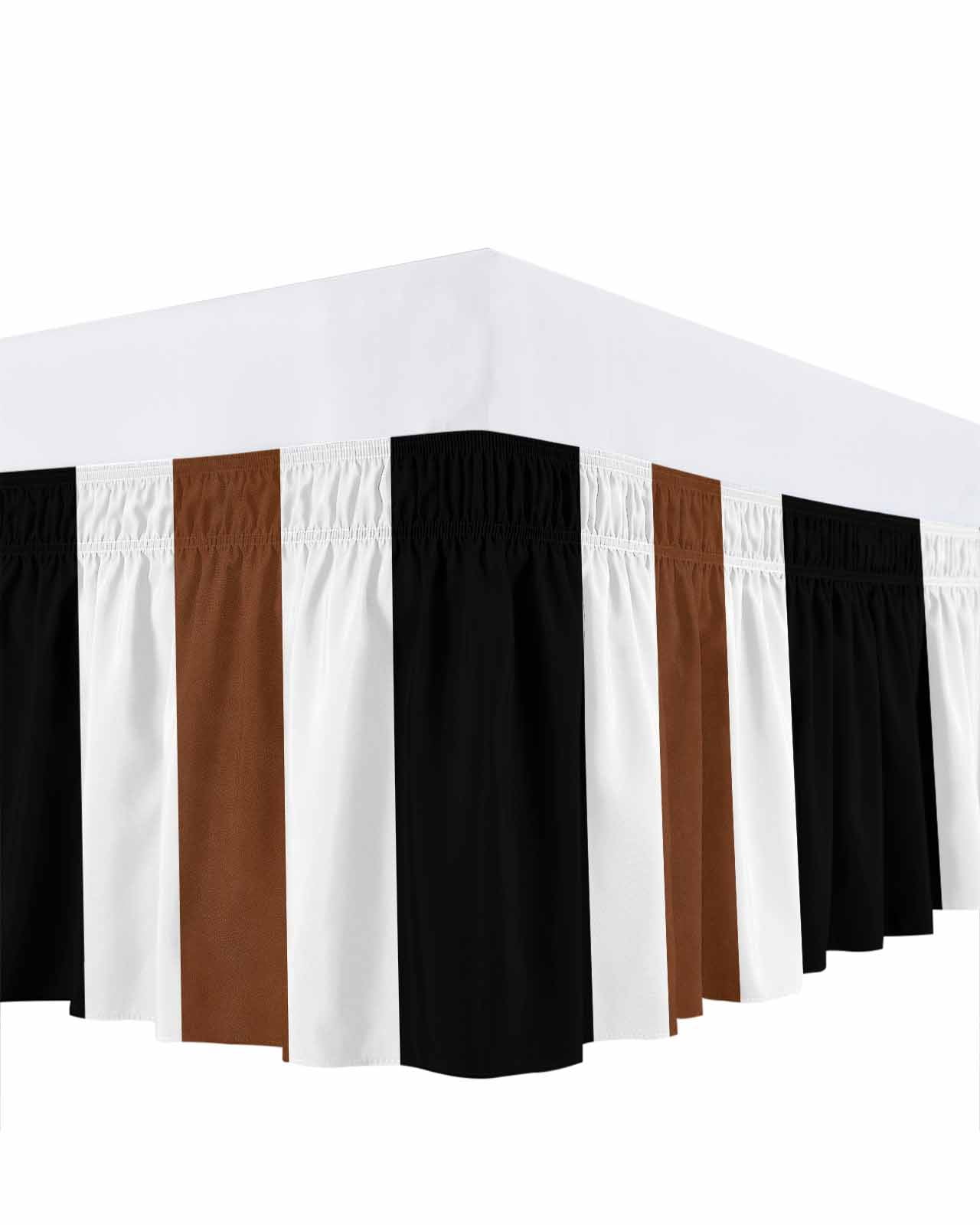 Brown Black White Boho Bed Skirt Queen Size, Contemporary Modern Art ...