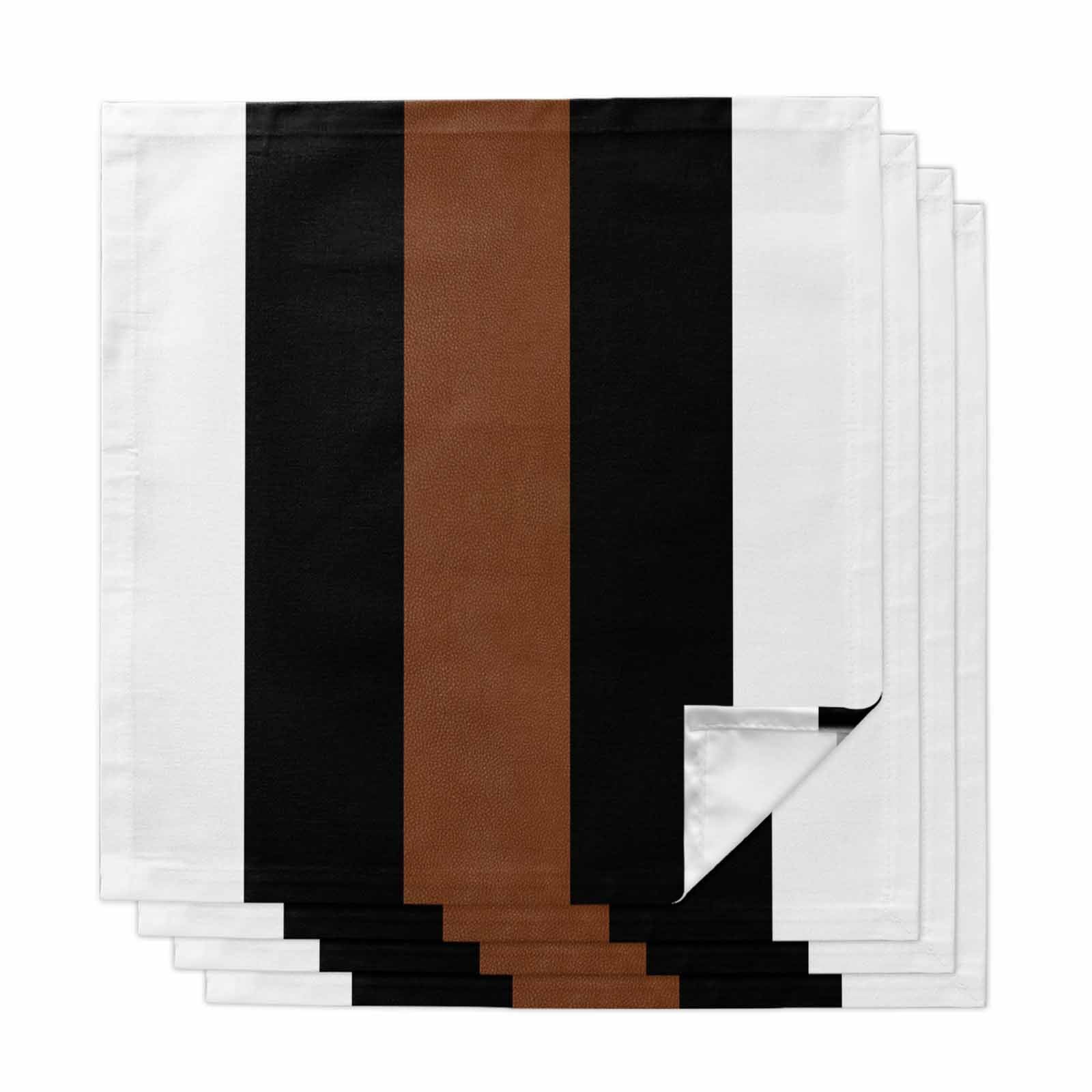 Brown Black White Cloth Napkins, Contemporary Boho Modern Art Washable ...
