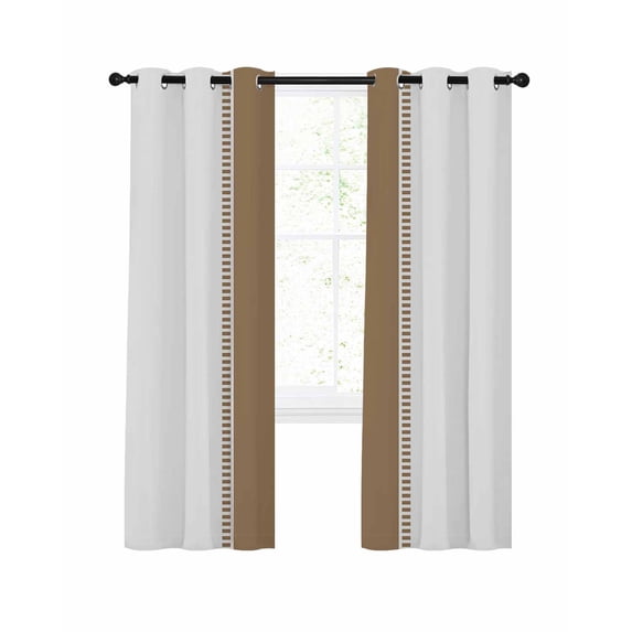 Brown Blackout Curtains 2 Panels, Stripes Thermal Insulated Grommet ...