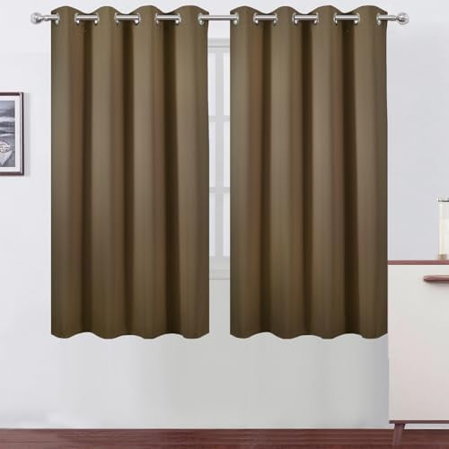 Brown Blackout Curtains 52 x 63 Inch Length/Set of 2 Curtain Panels ...