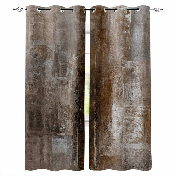 Brown Blackout Curtains 96 Inches Long, Retro Oil Painting Modern ...