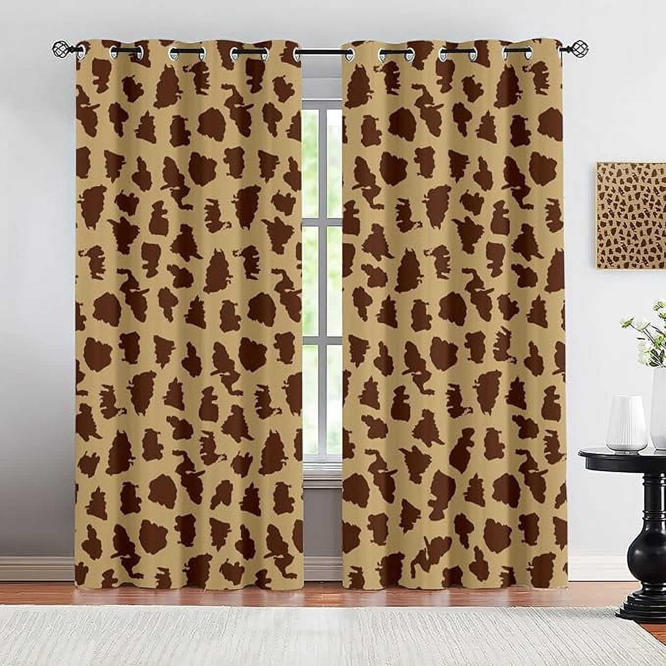 Brown Blackout Curtains For Boys Girl Bedroom Decor, Retro Leopard ...