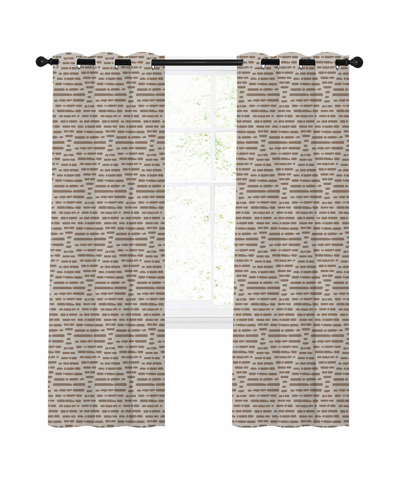 Brown Blackout Curtains, Light Blocking Print Window Curtains, Modern ...