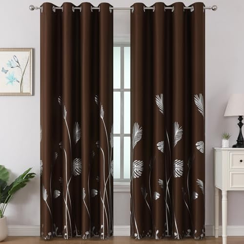 Brown Blackout Curtains for Living Room 90 Inches Long, Room Darkening ...