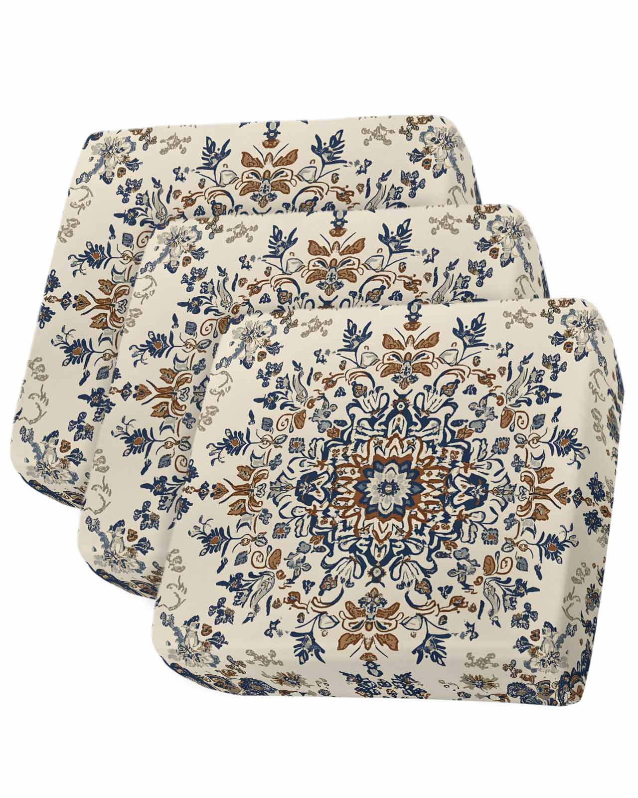 Brown Blue Boho Sofa Couch Cushion Covers Washable, Removable Stretchable Sectional Couch Covers ...