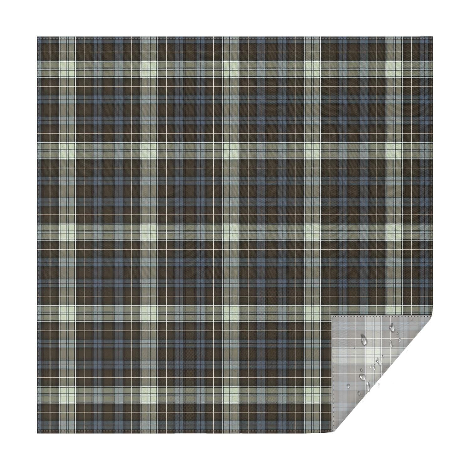Brown Blue Checkerboard Checkered Pattern Square Tablecloth,Waterproof ...