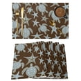 Brown Blue Coastal Placemats Set of 12 Summer Beach Sea Turtle Starfish ...