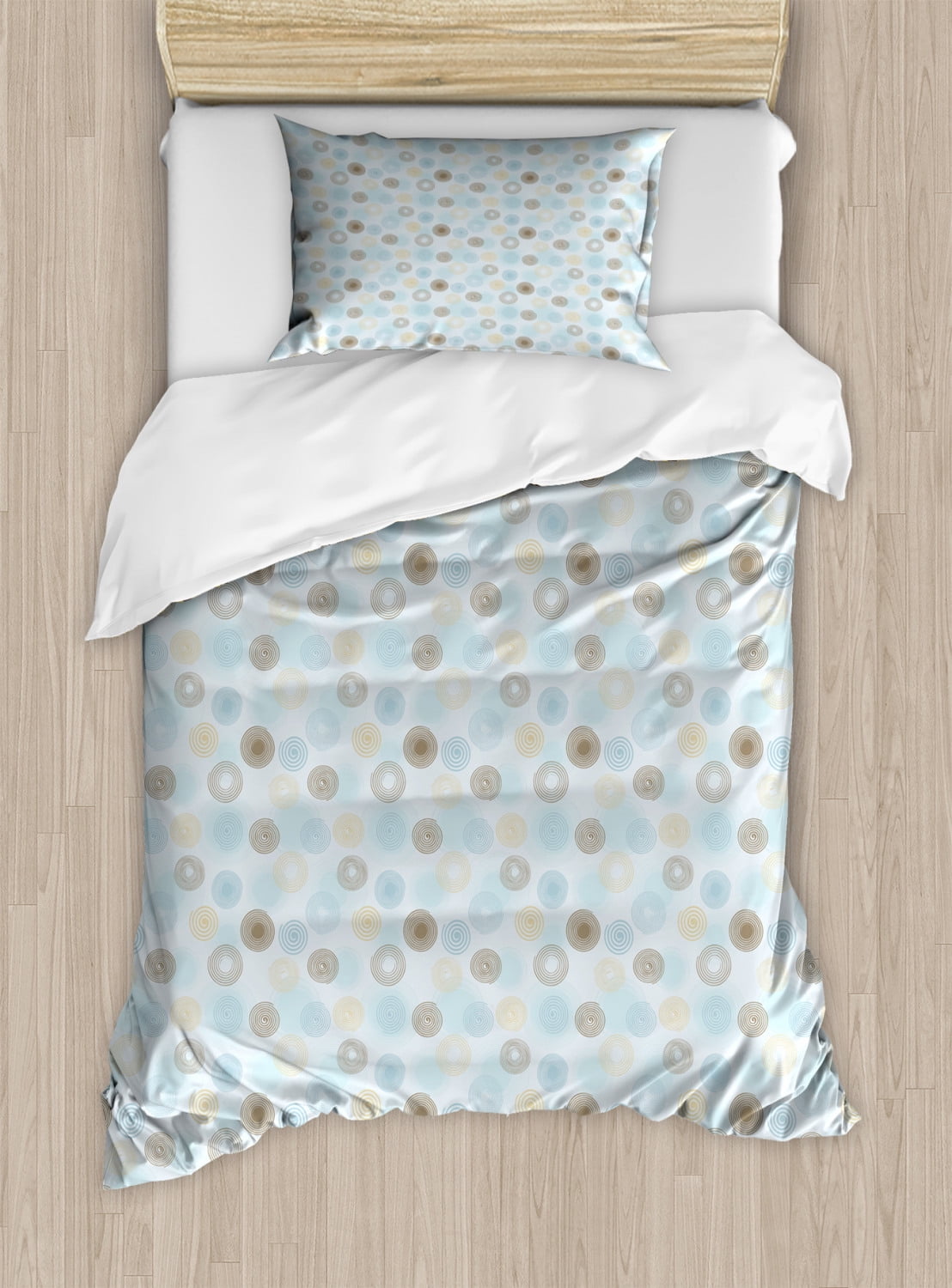 Brown and Blue Duvet Cover Set Twin Size, Twirls Vortex Design ...