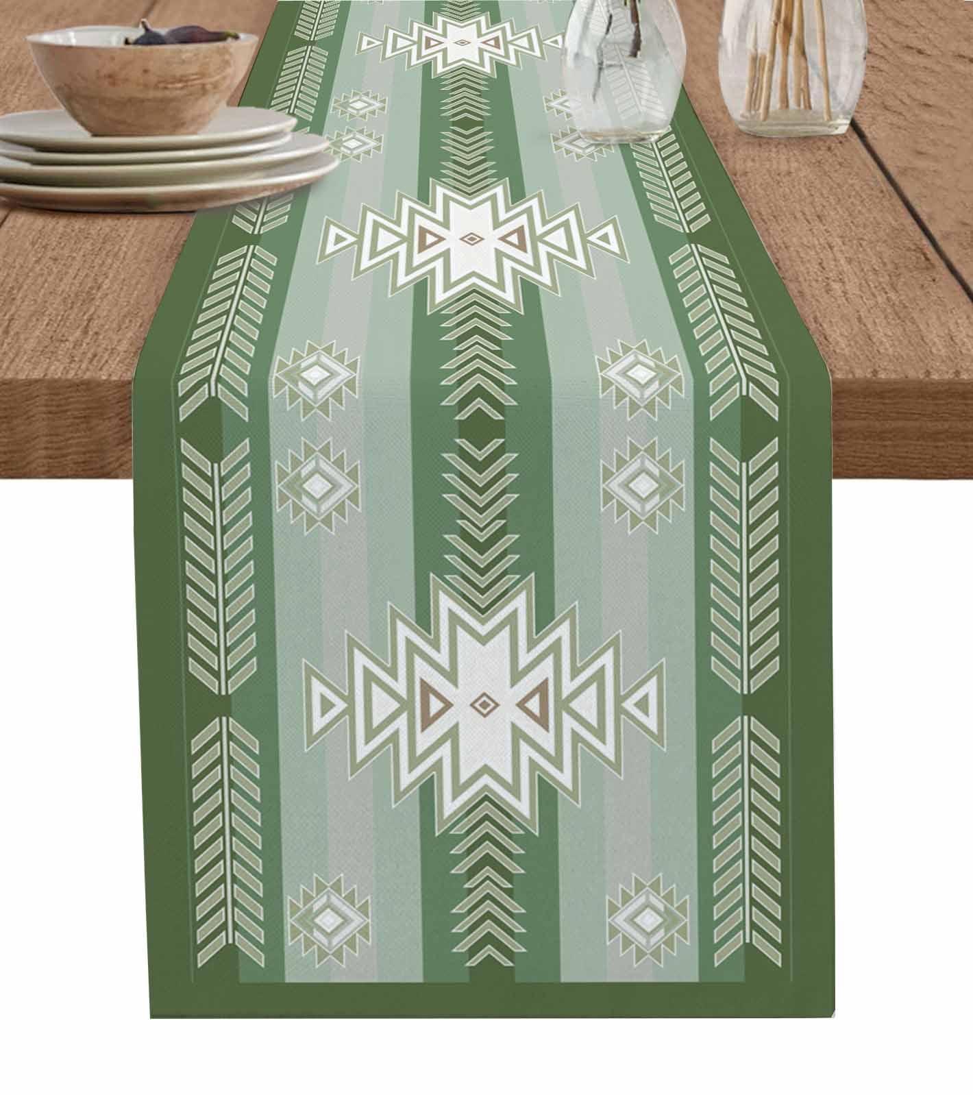 Brown Blue Ethnic Bohemian Style Geometric Table Runner Luxury Wedding ...