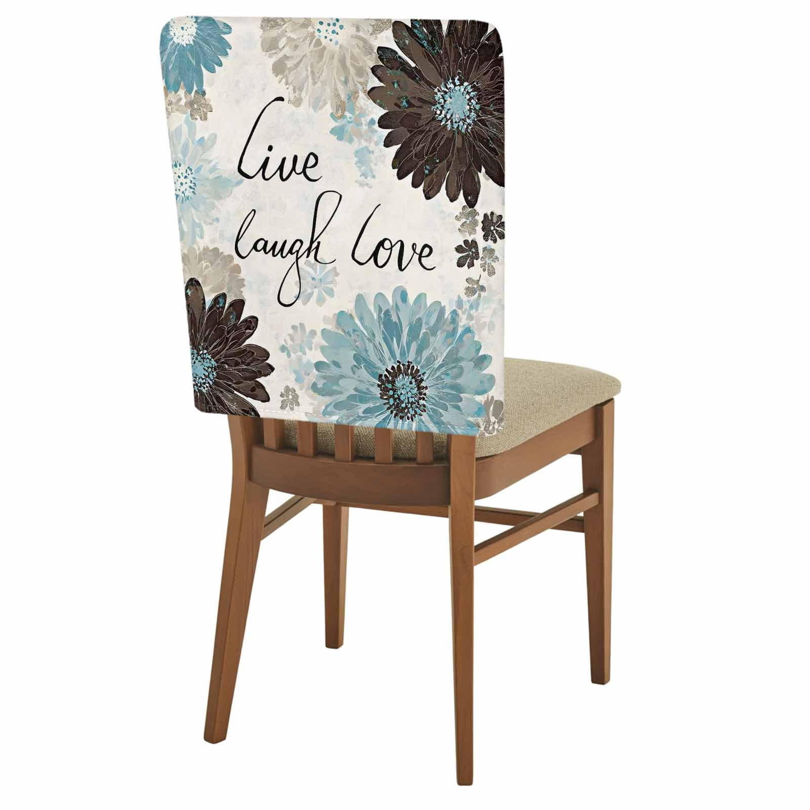 Brown Blue Flower Chair Back Covers Set of 8 Laugh Love Live Plant ...