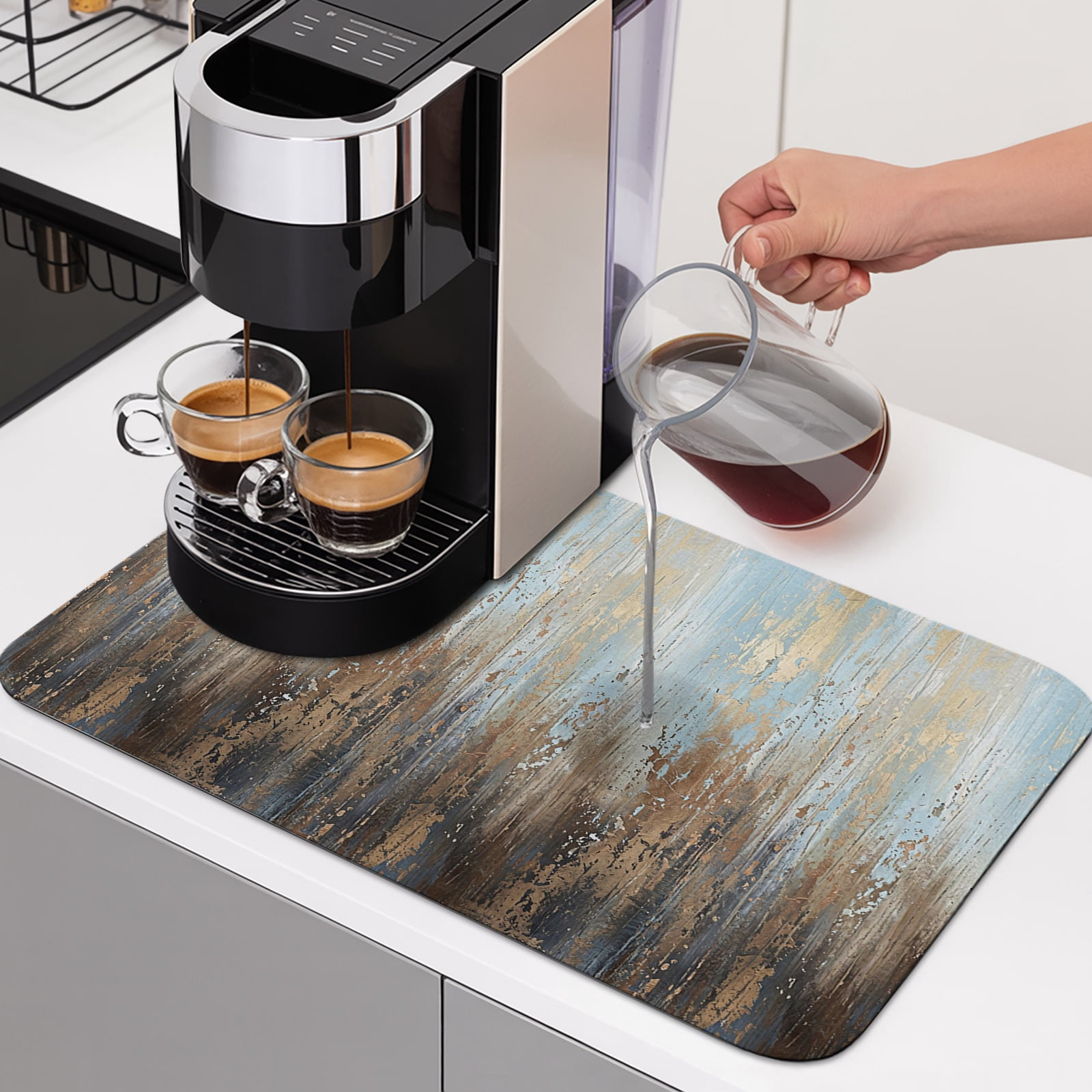 Brown Blue Gradient Dish Drying Mats for Kitchen Counter, Modern ...