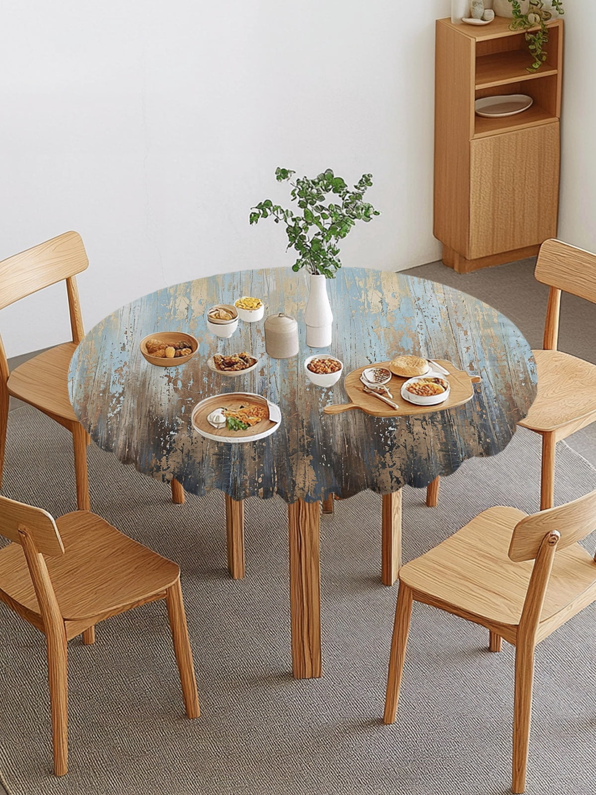 Brown Blue Gradient Round Fitted Tablecloth with Elastic Edge, Modern ...