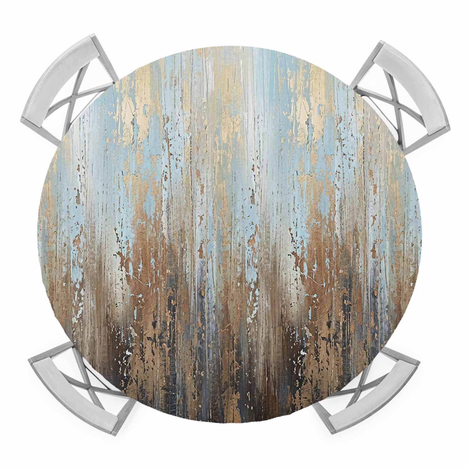 Brown Blue Gradient Round Table Cover, Modern Abstract Industrial Wall ...