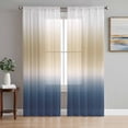Brown and Blue Gradient Sheer Curtains for Living Room Bedroom ...
