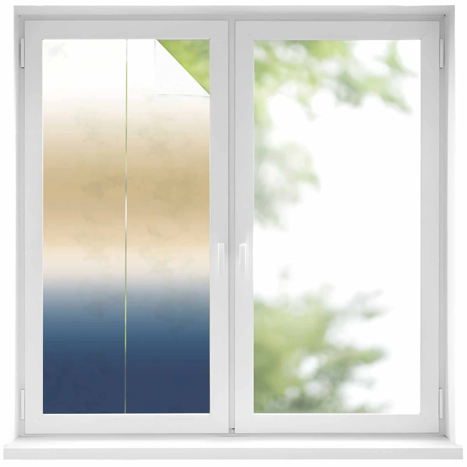 Brown and Blue Gradient Window Privacy Film, Minimalist Navy Blue Ombre ...