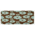 Brown and Blue Kitchen Mat, Retro Daisy Pattern with Polka Dot ...
