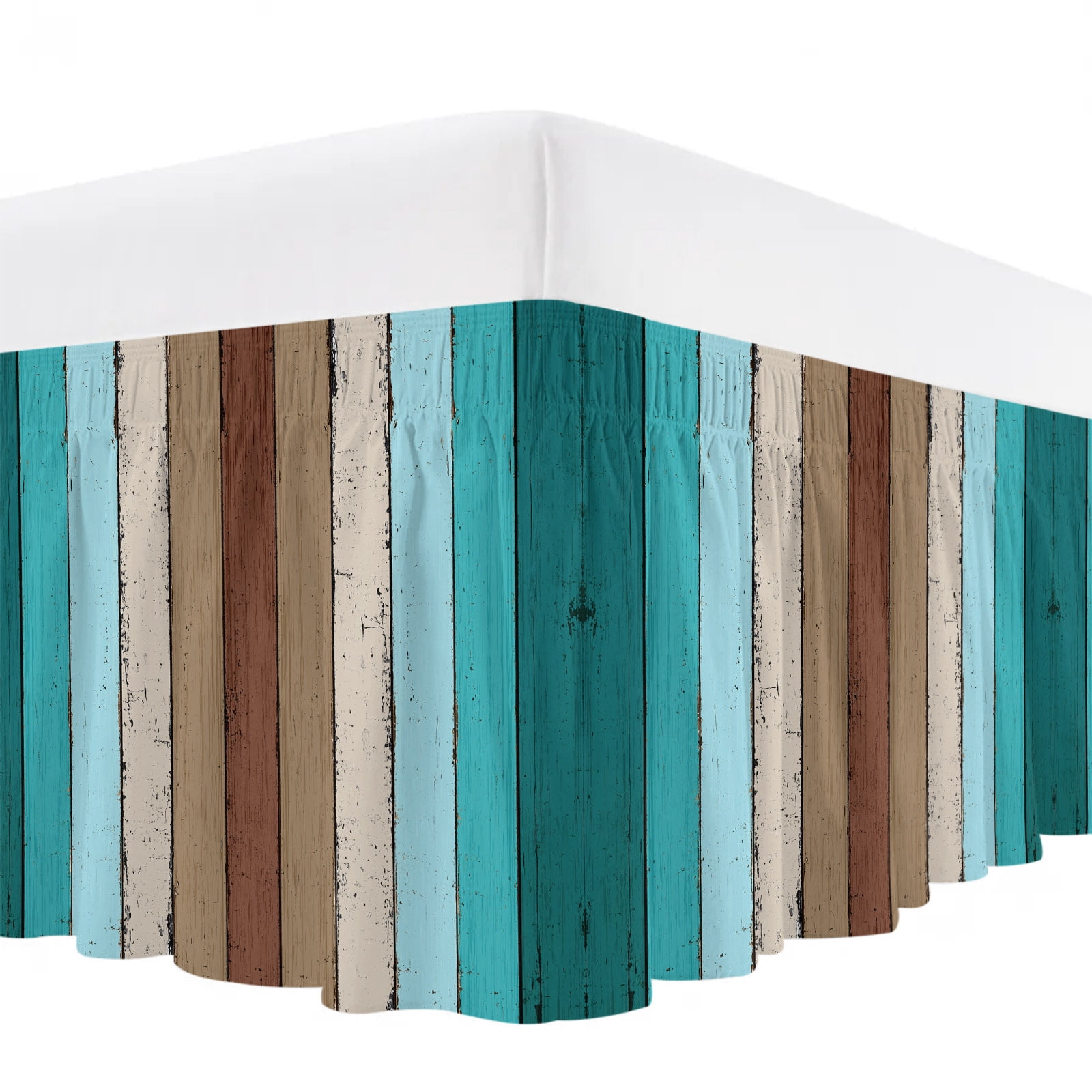 Brown Blue Striped Bed Skirt Bed Skirts King Size 16 Inch Drop, Modern ...