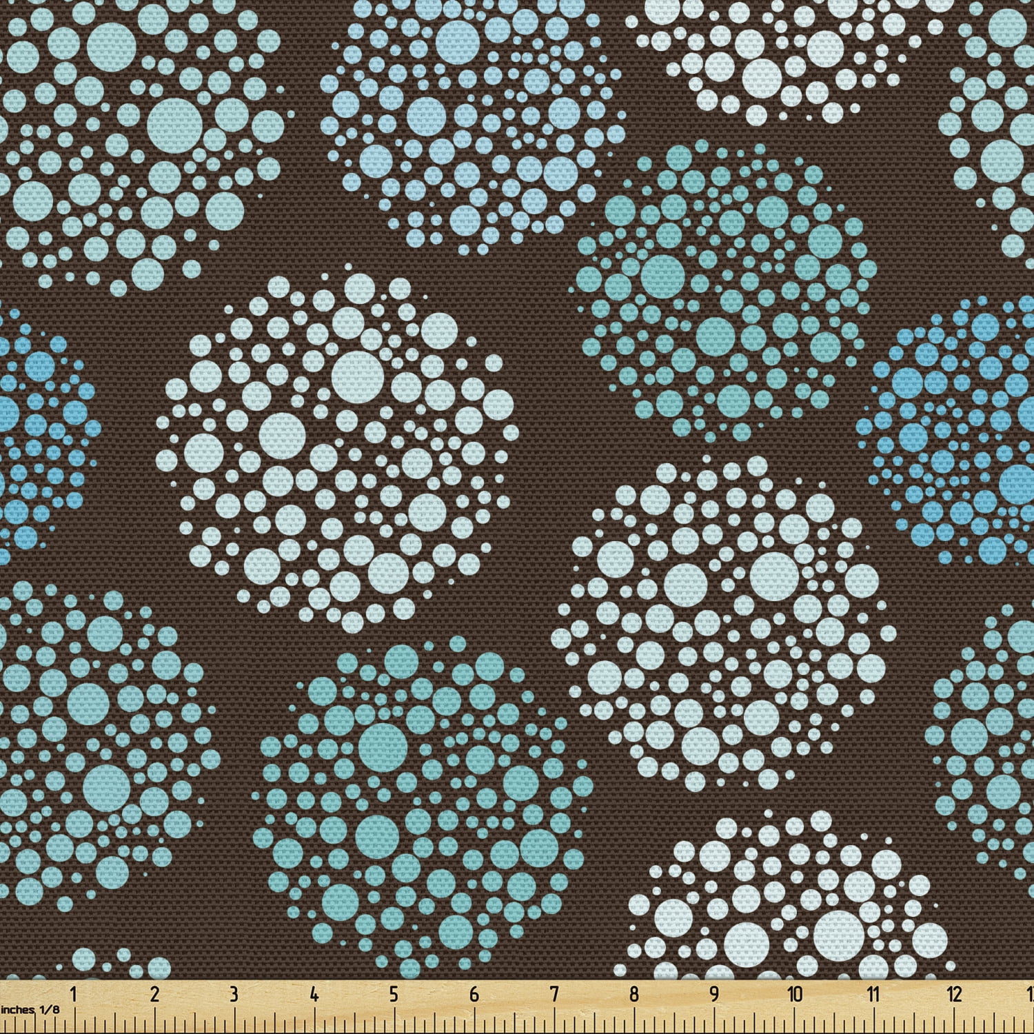Ambesonne Brown and Blue Fabric by the Yard Upholstery, Dots and ...