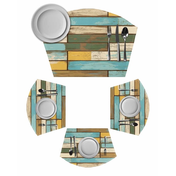 Brown Blue Vintage Round Table Placemats Set of 4 Wedge Placemats ...