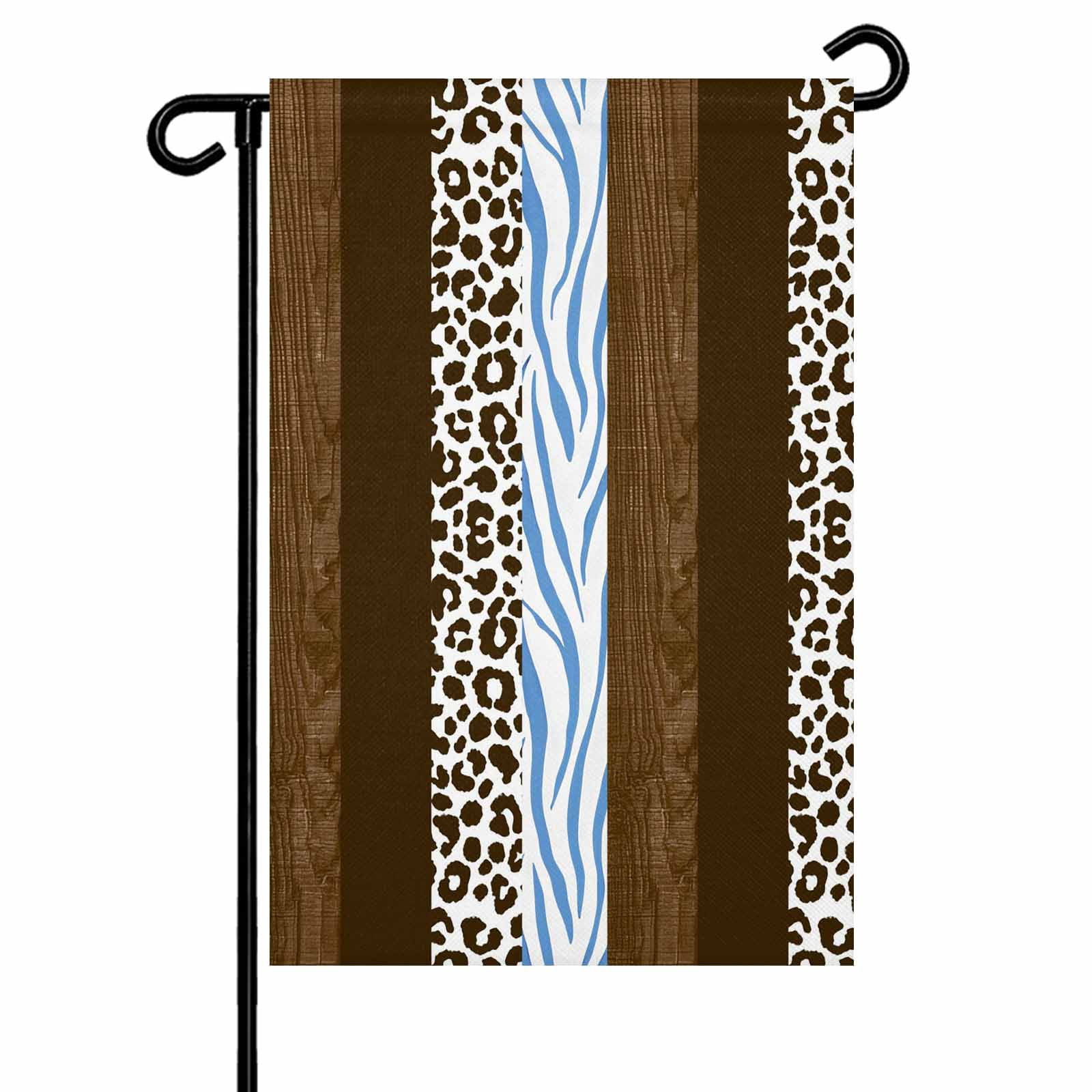 Brown Blue Western Garden Flag 12x18 Inch Tiger and Leopard Print ...