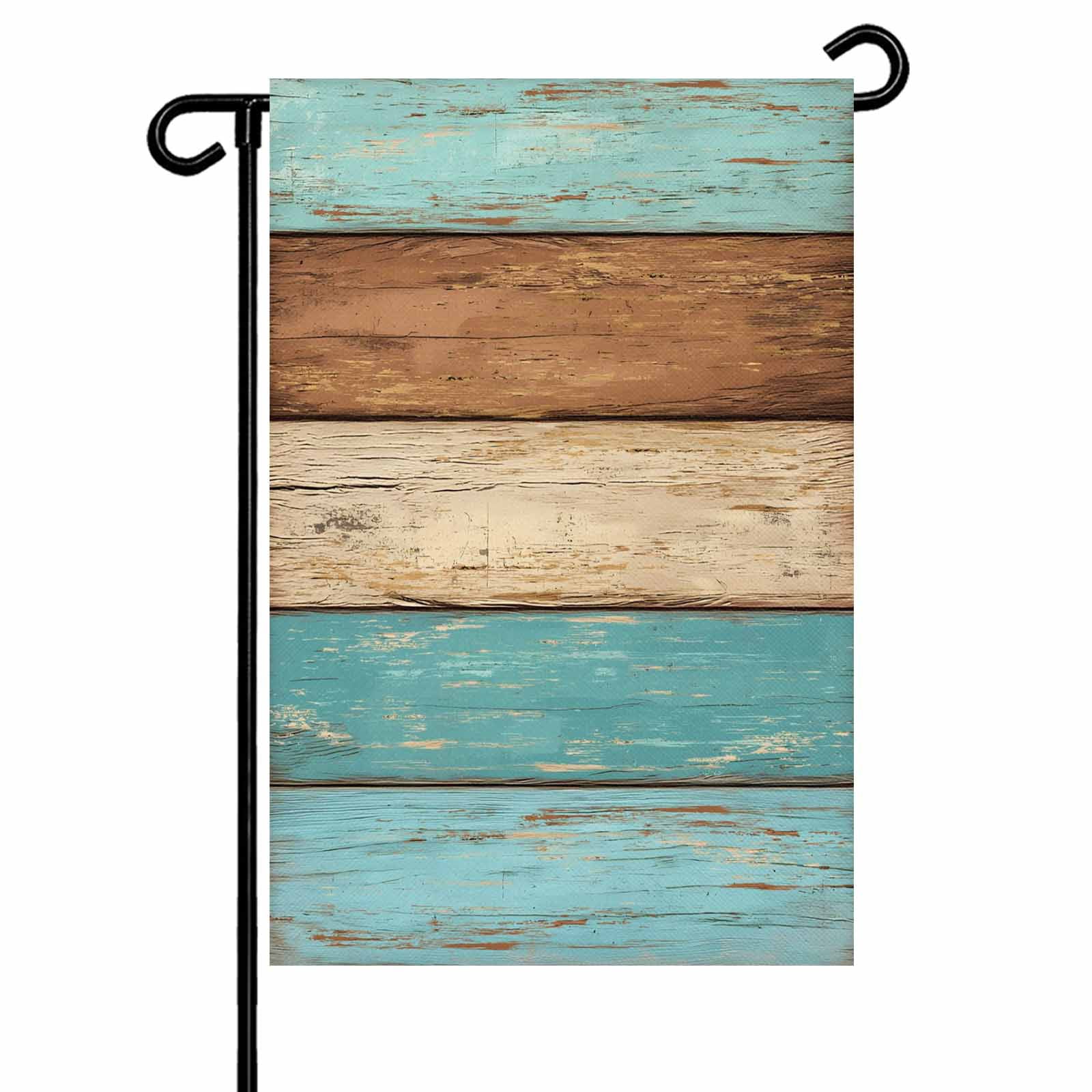 Brown Blue Wood Grain Garden Flag 28x40 Inch Vintage Farmhouse Country ...