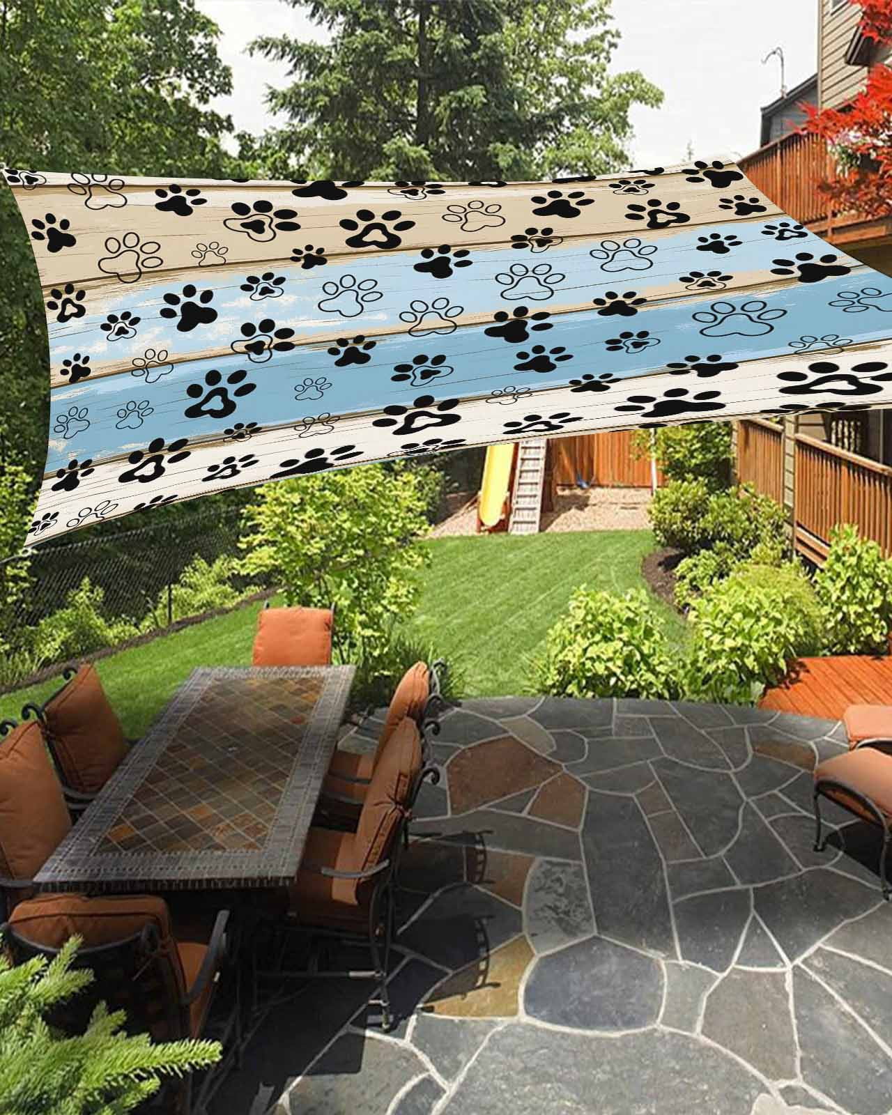 Brown Blue Wood Grain Waterproof Sun Shade Sail Dog Cat Paw Cute Animal ...