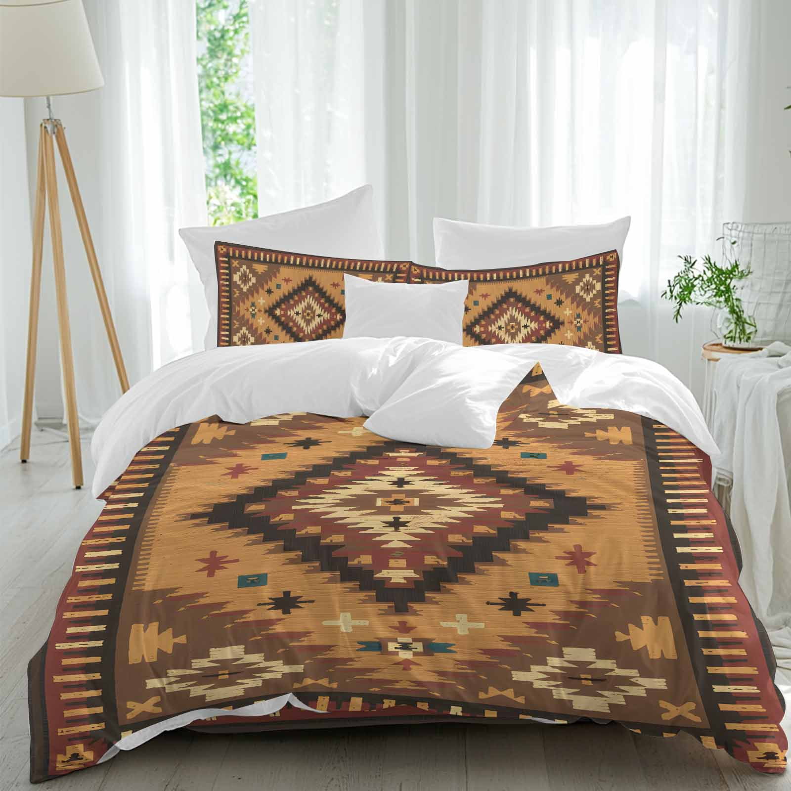 Brown Bohemia Turkish Pattern Comforter Set Twin Size, Retro Ethnic ...