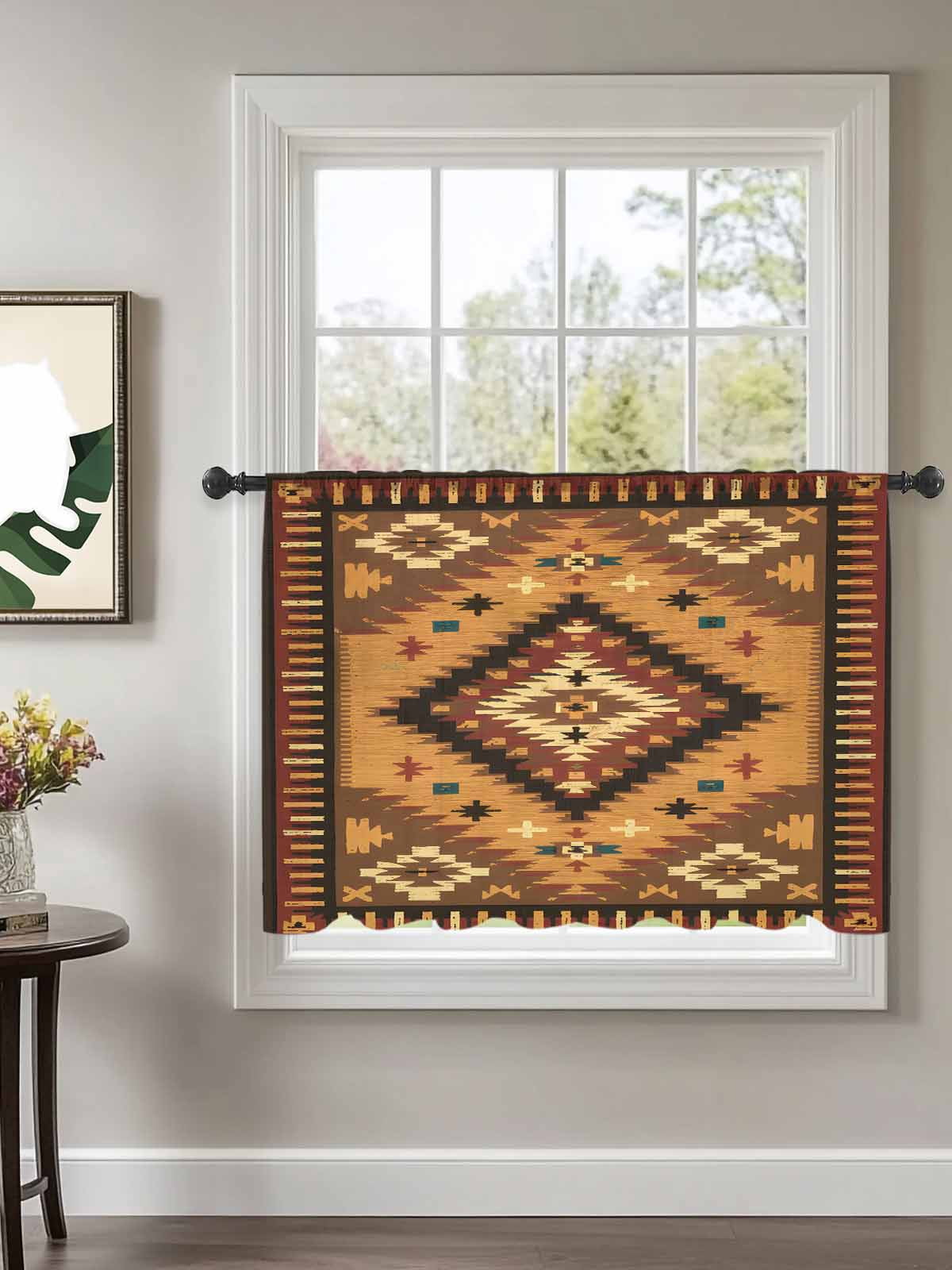Brown Bohemia Turkish Pattern Sheer Curtains 45 Inch Long 1 Panel Retro ...