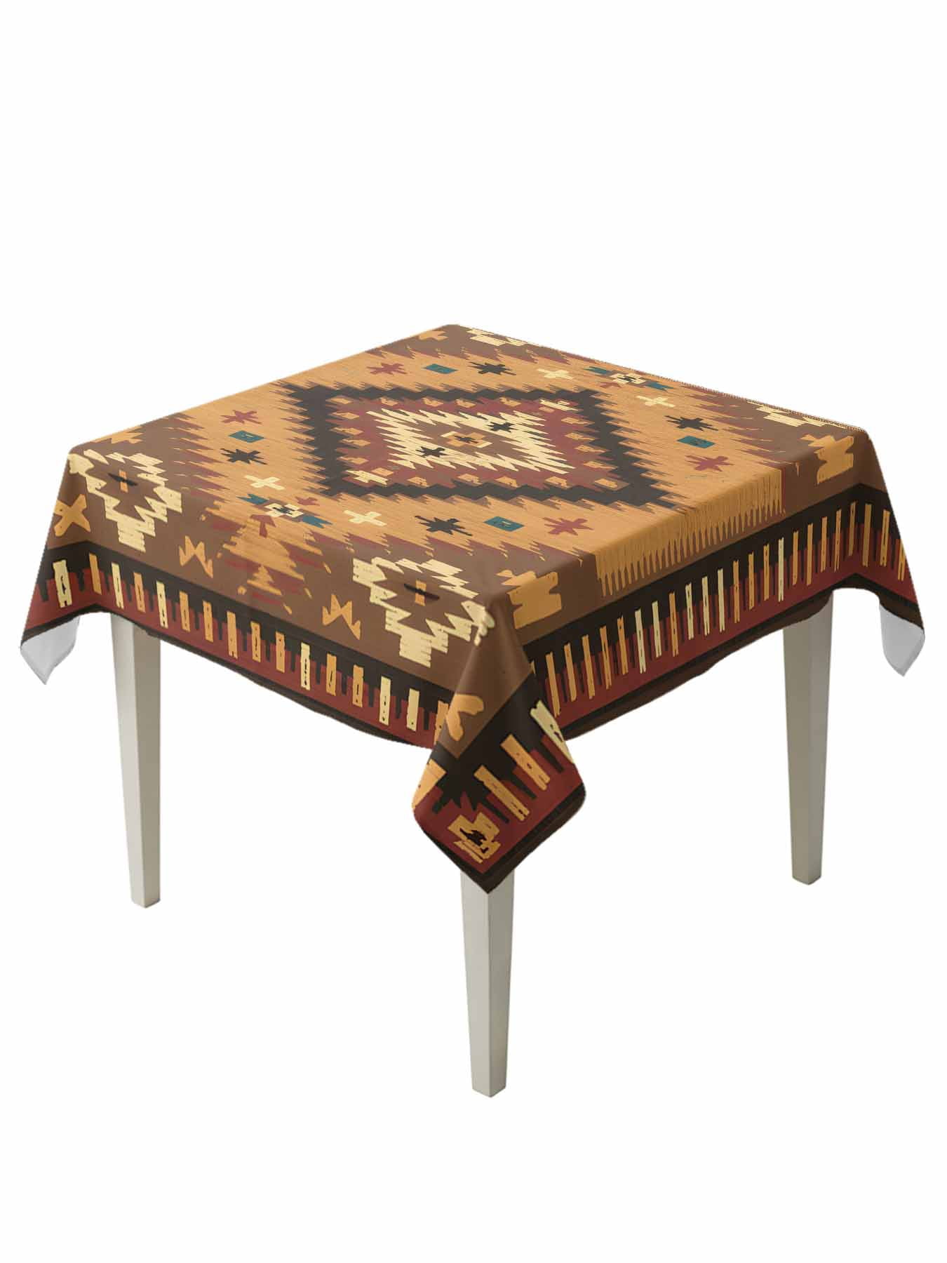 Brown Bohemia Turkish Pattern Table Cloth 60x60 Inch Square, Retro ...