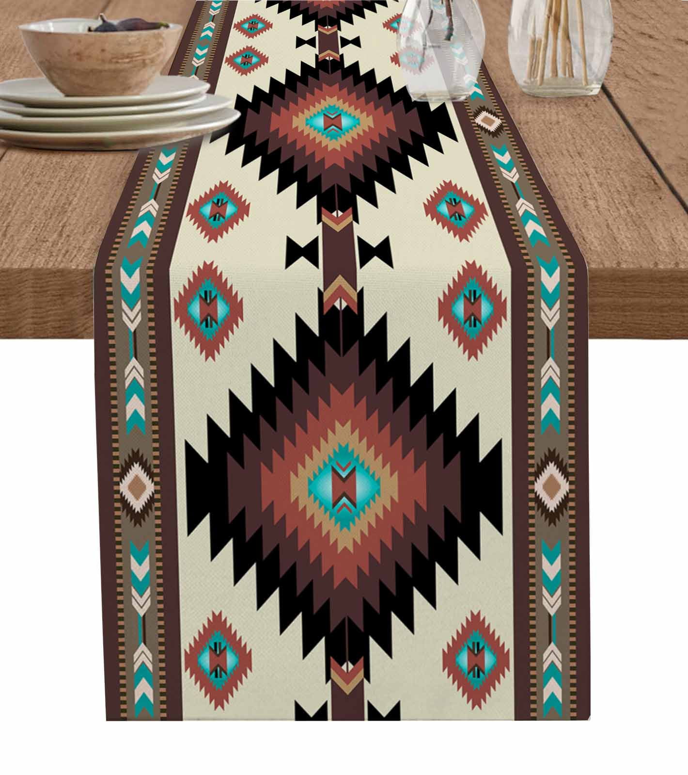 Brown Bohemian Geometric Table Runner Wedding r Table Runner Home ...