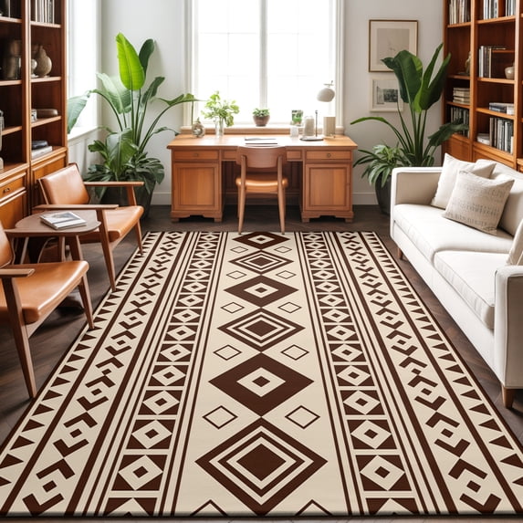Brown Boho 2.7'x5' Rug for Office Desk Chair Area Small Bedroom ...