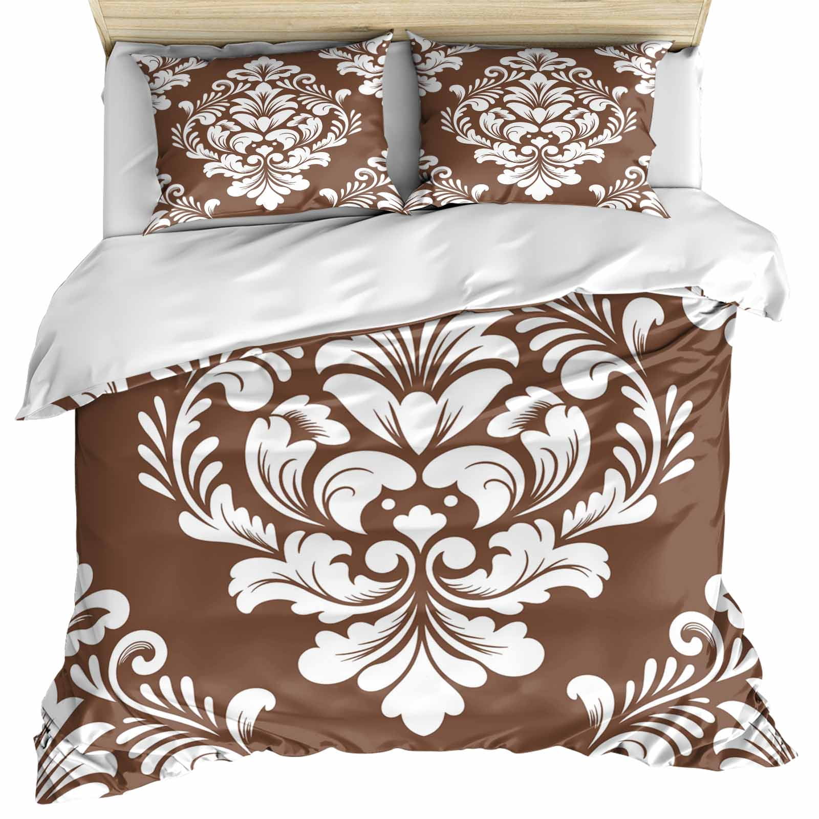 Brown Boho Bedding 3 Piece Duvet Cover Set Queen Size, Vintage Classic ...