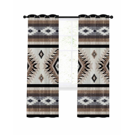 Brown Boho Blackout Curtains 63 Inches Long for Bedroom, Southwestern ...
