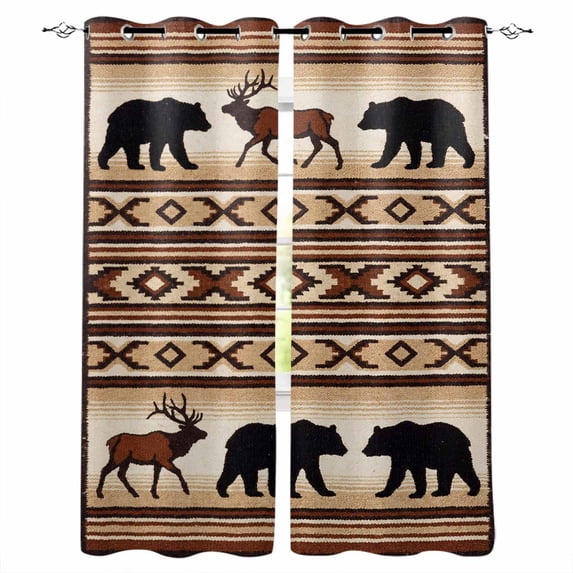 Brown Boho Blackout Curtains for Bedroom/Living Room, Thermal Insulated ...