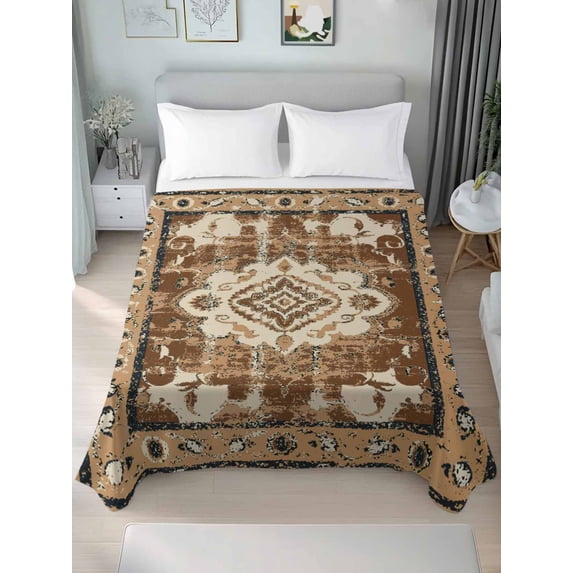 Brown Boho California King Size Flat Sheet, Wrinkleproof & Fadeproof ...