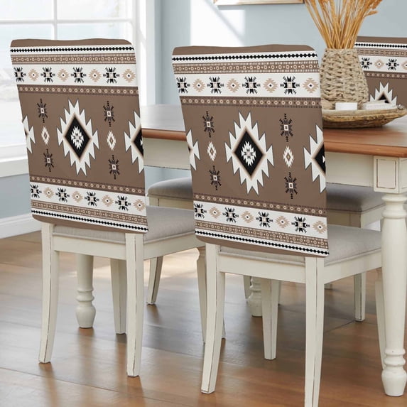 Brown Boho Chair Back Covers, Removable Chair Covers for Dining Chairs ...