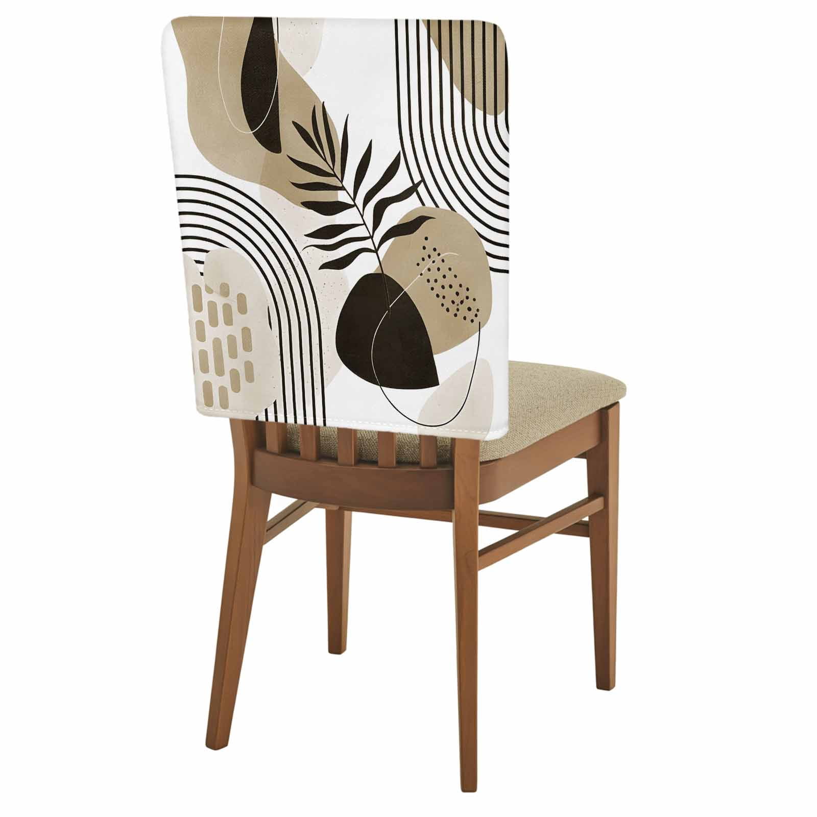 Brown Boho Chair Back Covers Set of 1, Medieval Leaves Geometric Lines ...