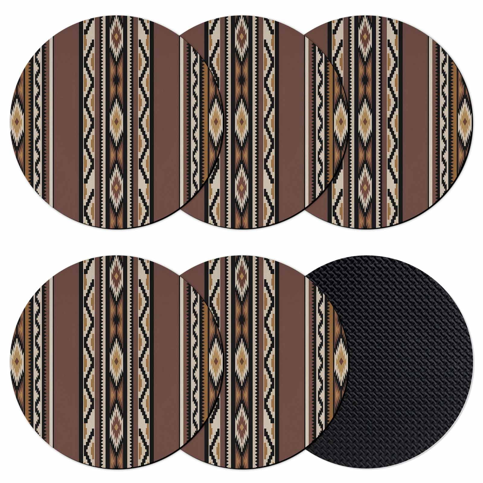 Brown Boho Coasters Set of 6, Absorbent Coasters for Drinks, Vintage ...