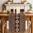 Brown Boho Dining Table Runner, Moroccan Geometric Striped Folk Modern ...