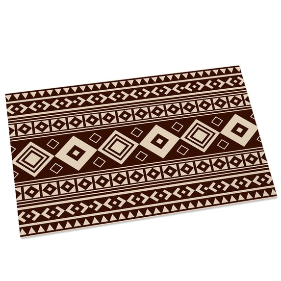 Brown Boho Door Mat 18x30 Inch Moroccan Geometric Striped Folk Modern ...