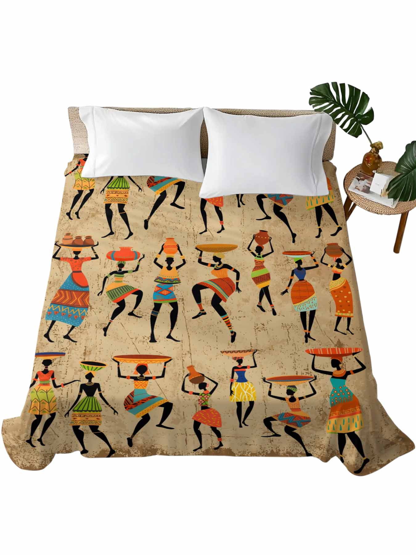 Brown Boho Flat Sheets Only Twin XL Size, Soft Breathable Bed Top ...