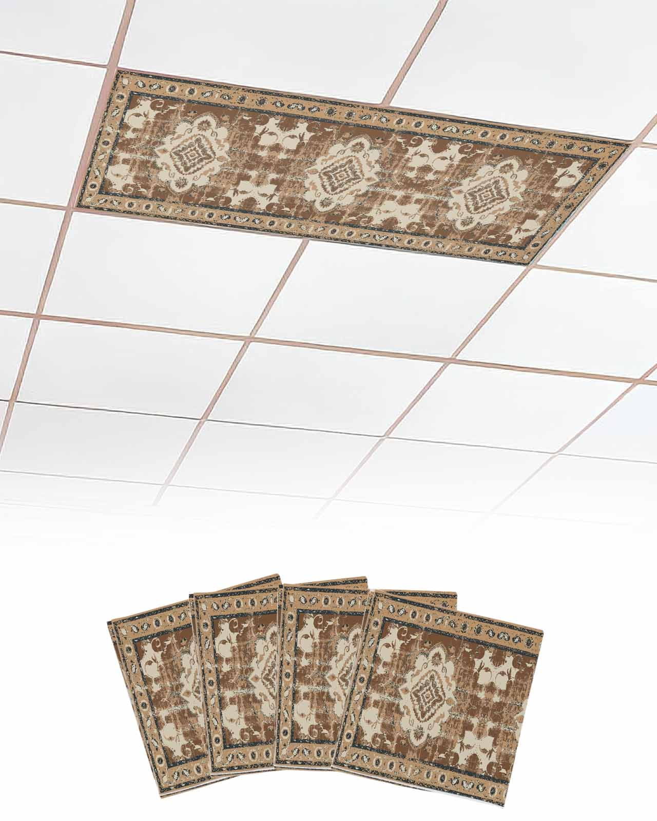 Brown Boho Fluorescent Light Covers for Ceiling Lights 4x2 feet,4 Pack ...