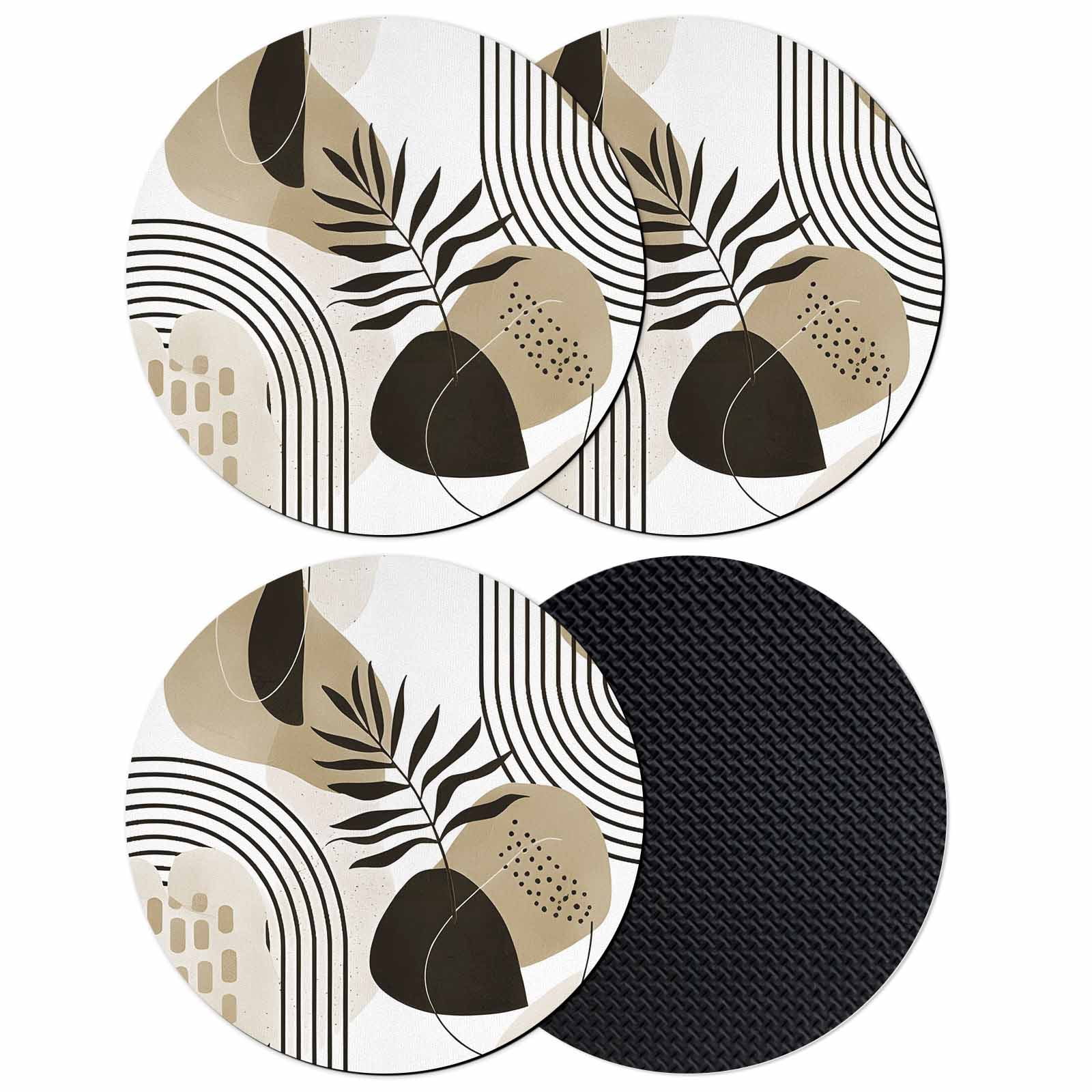 Brown Boho Geometric Coasters Set of 4, Absorbent Coasters for Drinks ...