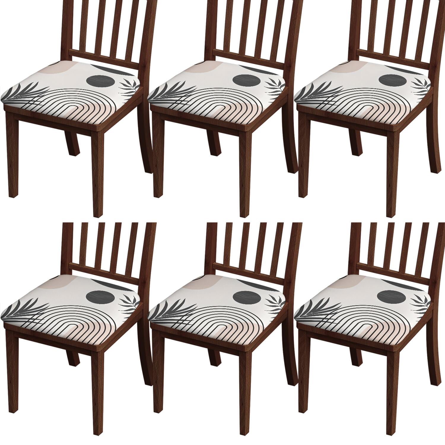 Brown Boho Geometric and Plant Pattern Seat Covers for Dining Room ...
