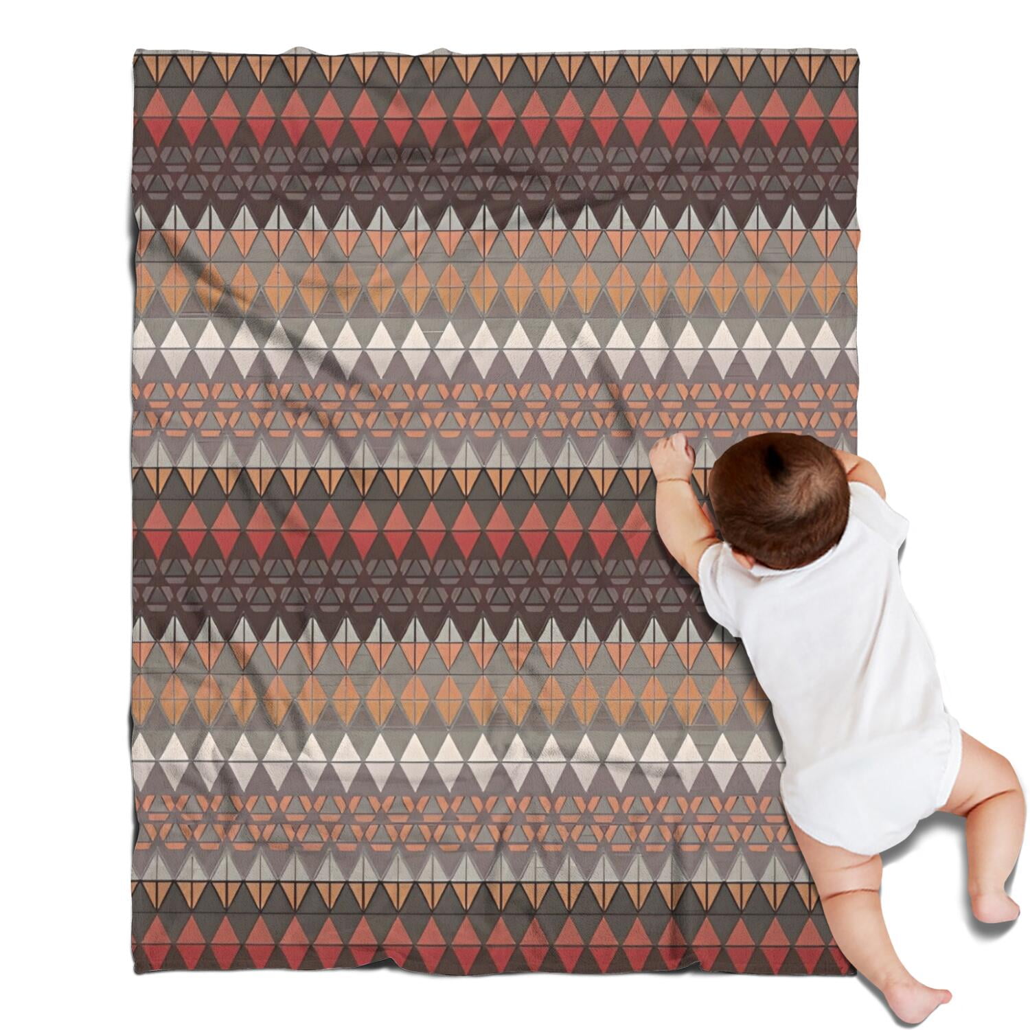 Brown Boho Geometric Triangles and Rhombuses Pattern Blanket ...